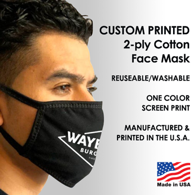 Face Masks Custom Printed with Your Company Logo in One Color on a ...