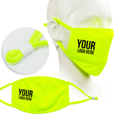 Face masks screen printed in any one pms color with adjustable ear-loops