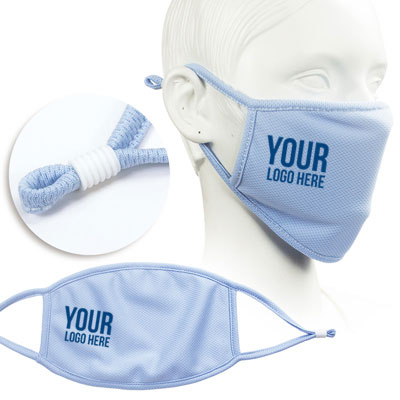Face masks screen printed in any one pms color with adjustable ear-loops