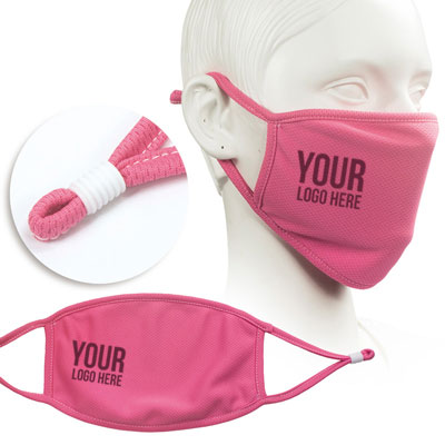 Face masks screen printed in any one pms color with adjustable ear-loops