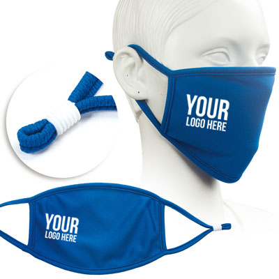 Face masks screen printed in any one pms color with adjustable ear-loops