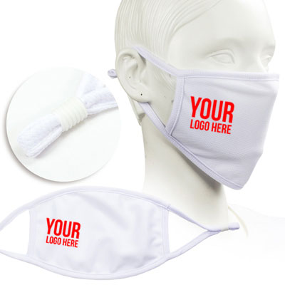 Face masks screen printed in any one pms color with adjustable ear-loops