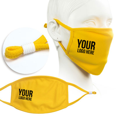 Face masks screen printed in any one pms color with adjustable ear-loops